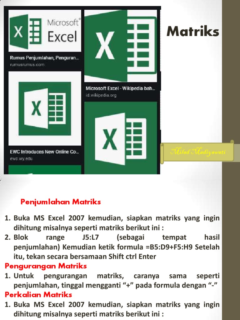 Matriks Dalam Excel | PDF