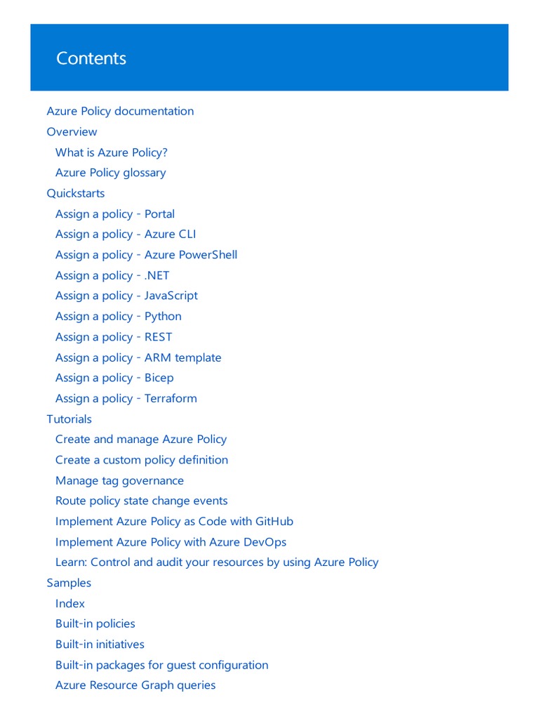 Azure Policy Documentation | PDF | Microsoft Azure | Parameter ...