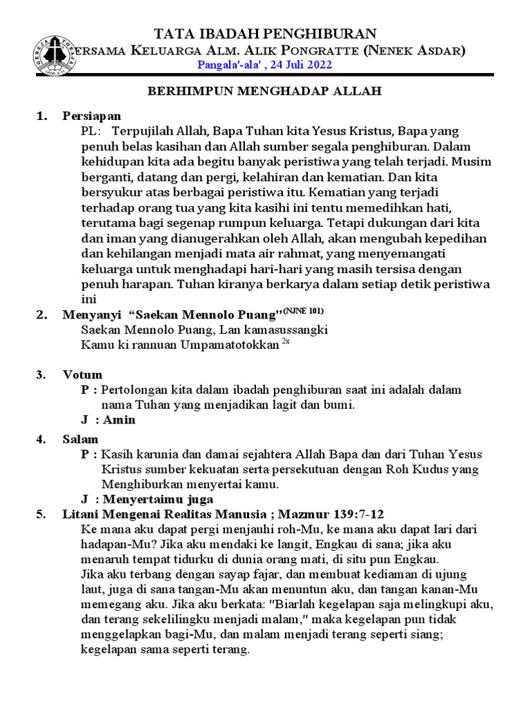 Tata Ibadah Penghiburan Kristen | PDF