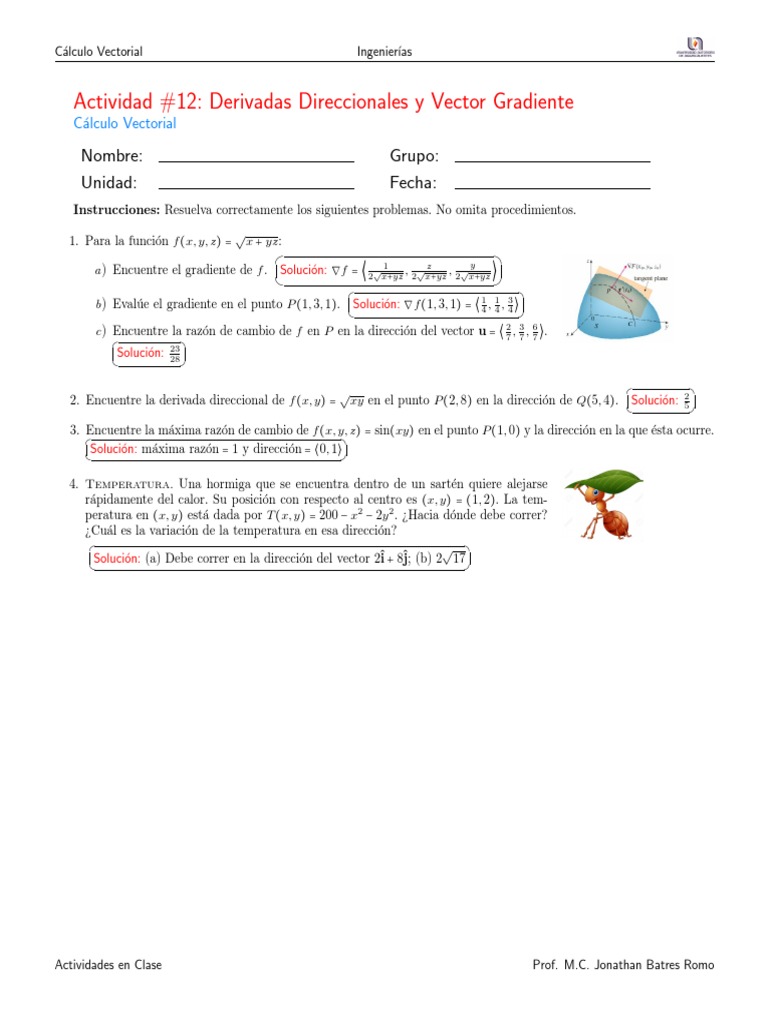 12 Derivadas Direccionales y Vector Gradiente | PDF | Degradado ...