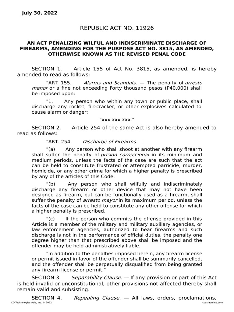 Ra 11926 | PDF | Legal Documents | Criminal Law