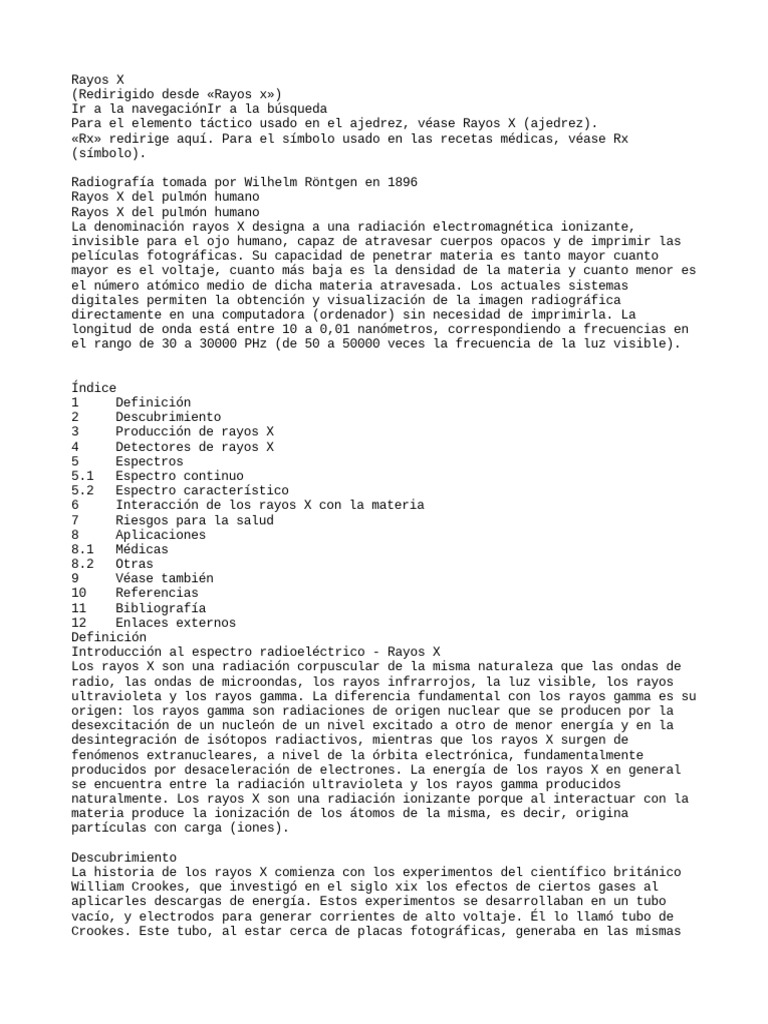 Onda de rayos X: Definición y Aplicaciones | PDF | Rayo X | Espectro ...
