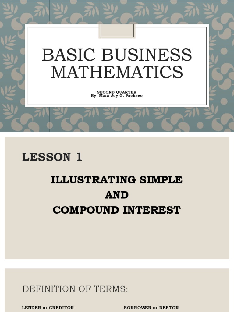 Business Mathematics: Interest Concepts | PDF | Interest | Compound ...