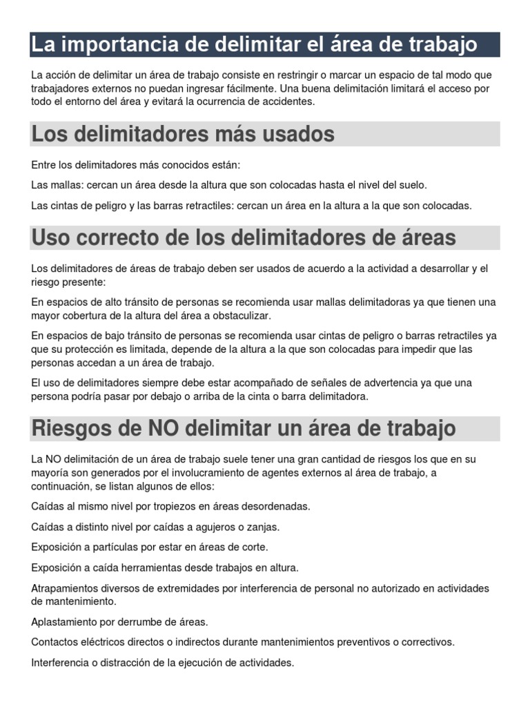 La Importancia de Delimitar El Área de Trabajo | PDF