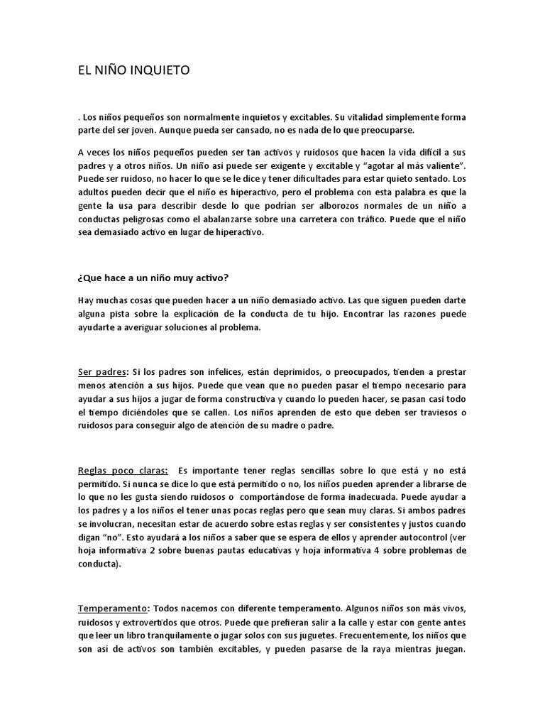 Niño Inquieto & | PDF