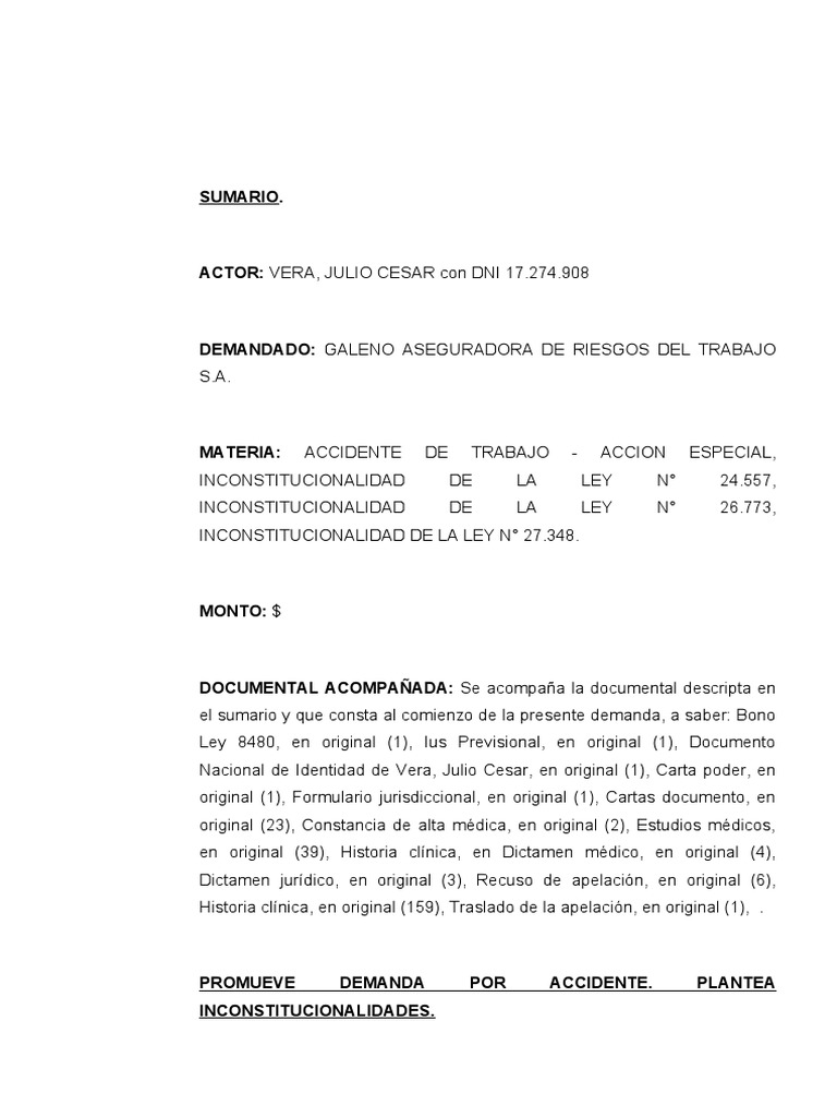 Demanda Art - Vera, Julio. | PDF | Jurisdicción | Ley constitucional