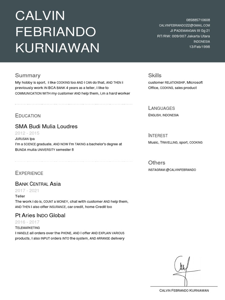 Resume Calvin 2021 - 1638119722-Dikonversi-Dikonversi | PDF | Financial ...