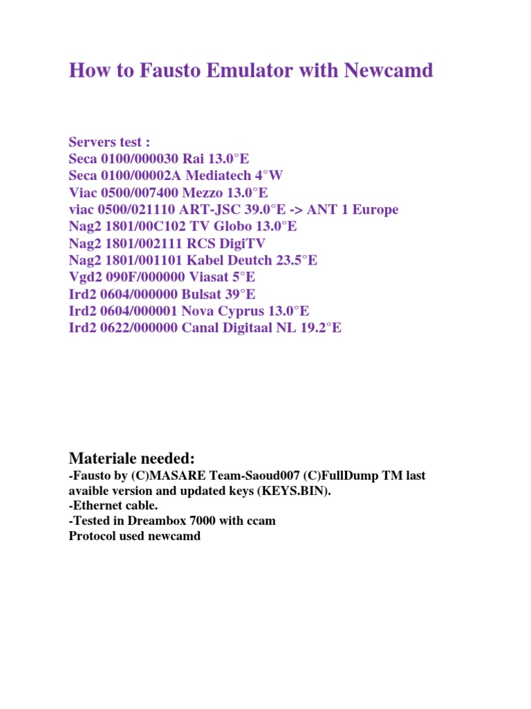 Easy FE Server & Newcamd Client (English) | PDF | Computers