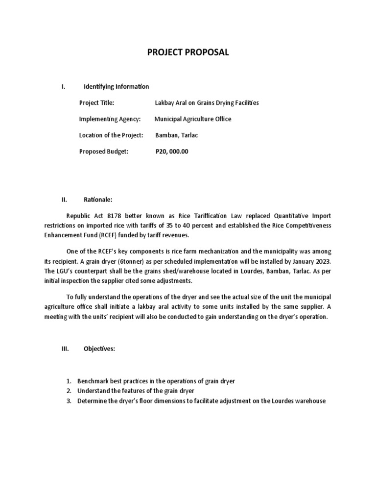 PROJECT PROPOSAL Lakbay Aral | PDF | Agriculture | Economies