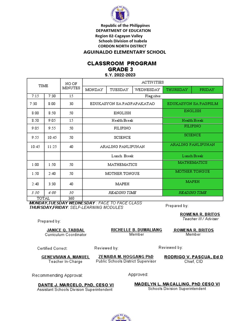 Final Classroom programSY. 22 23 | PDF | Social Institutions | Philippines