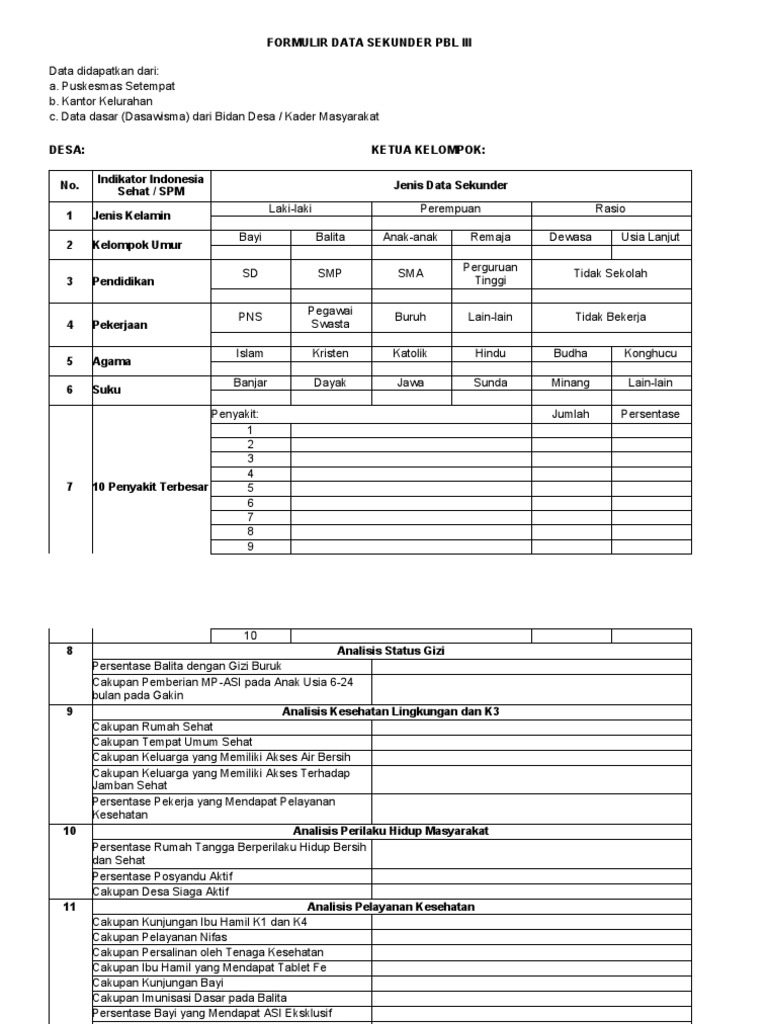 Format Data Sekunder | PDF