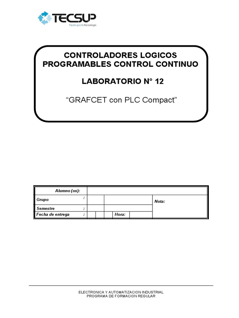 Lab 12 Grafcet Con El PLC Compact | PDF | Controlador lógico programable | Programa de computadora