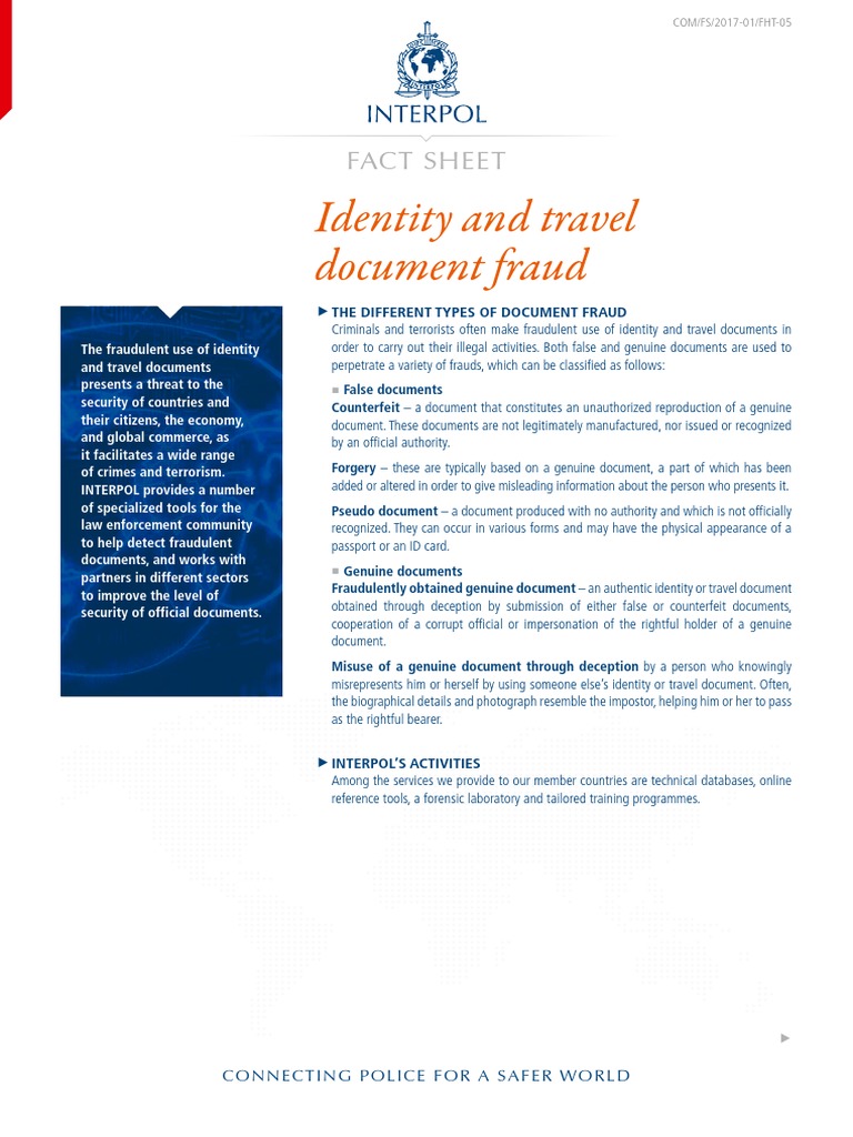 Identity and Travel Document Fraud | PDF | Fraud | National Security