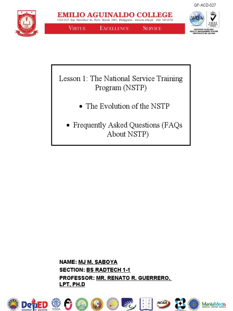 NSTP-CWTS 1 Module 1 History and FAQs About NSTP | PDF | Likert Scale