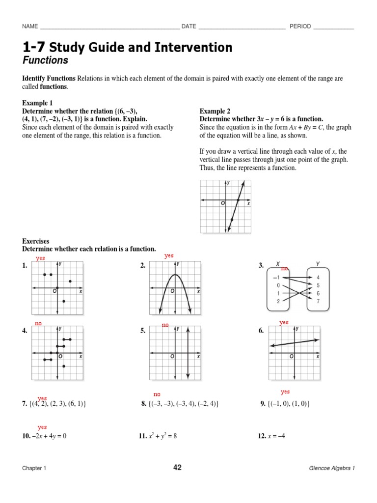 Functions Study Guide and Exercises | PDF | Function (Mathematics ...
