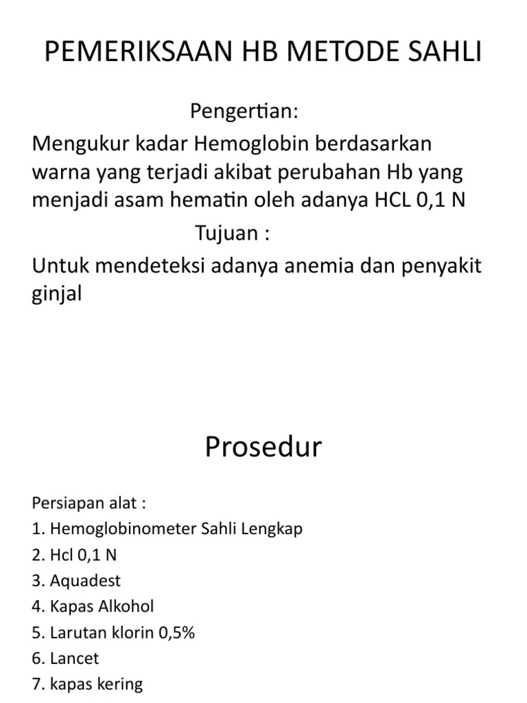 Pemeriksaan HB Metode Sahli | PDF