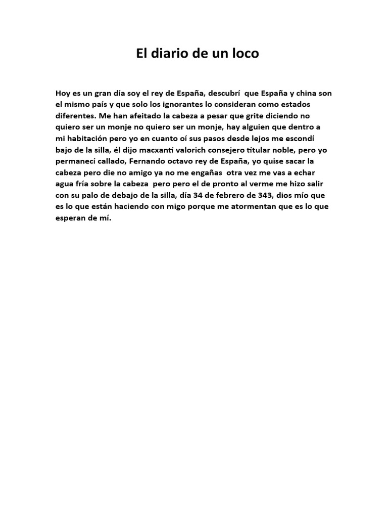 El Diario de Un Loco Monologo | PDF