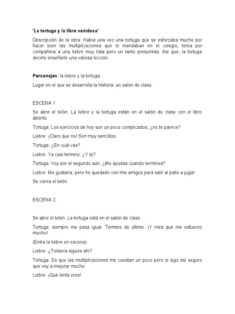 La Tortuga y La Libre Vanidosa | PDF