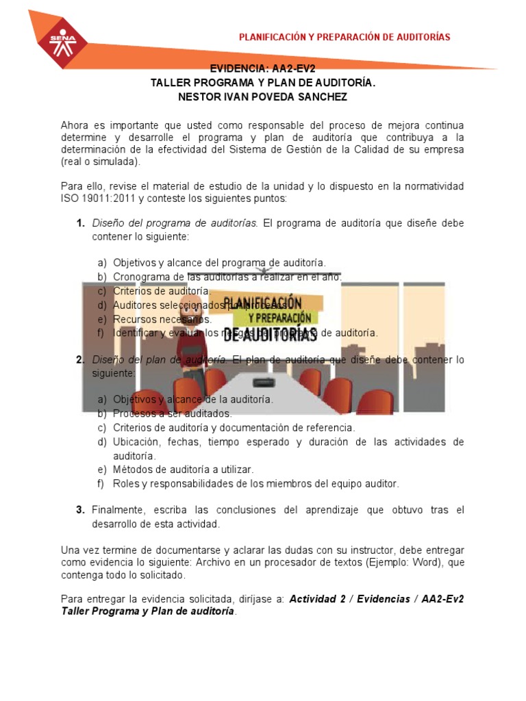 Formato_Evidencia_AA2_Ev2_Taller_Programa_y_Plan_de_Auditoria | PDF | Auditoría | Planificación