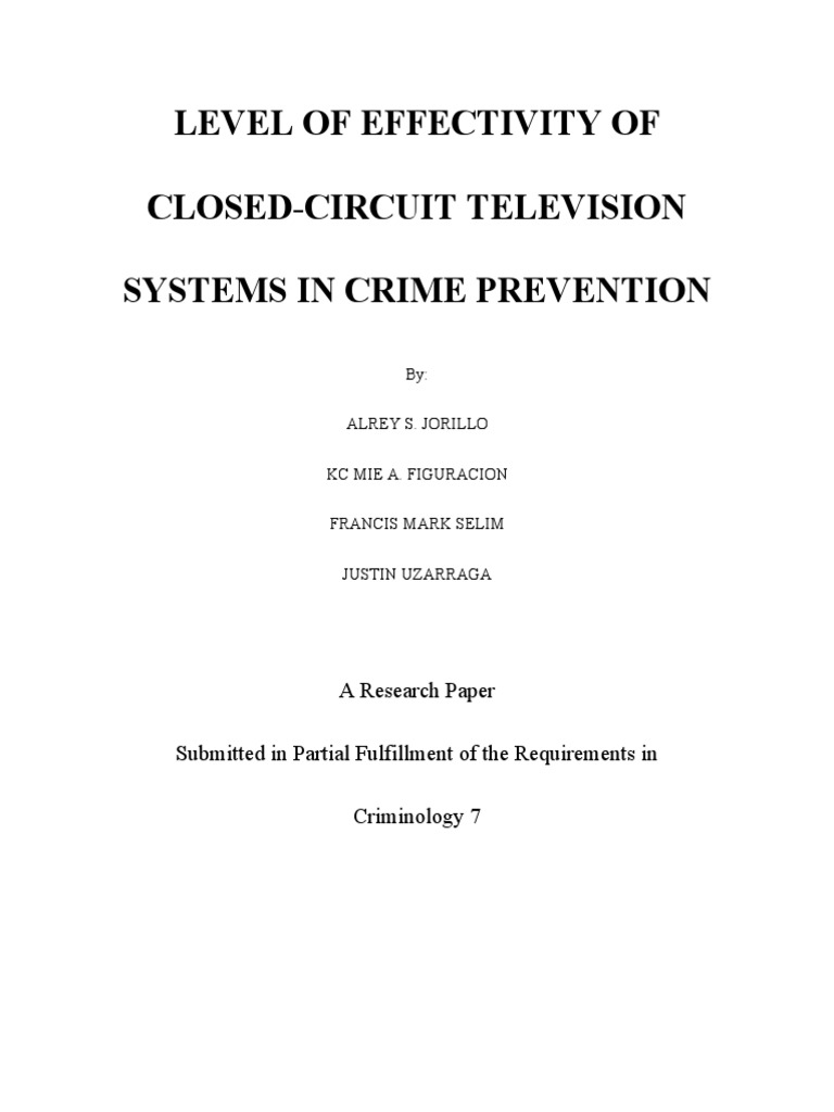 Level of Effectivity of CCTV Systems in Crime Prevention | PDF | Closed ...