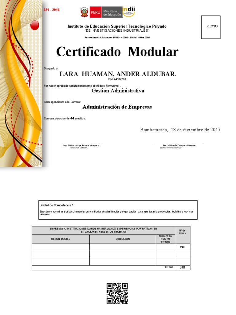 Mod Cert. 2016..docx LARA HUAMAN | PDF