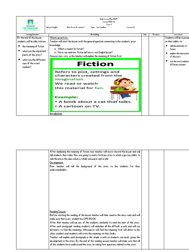 English Term 1 Week 1 | PDF | Verb | Lesson Plan