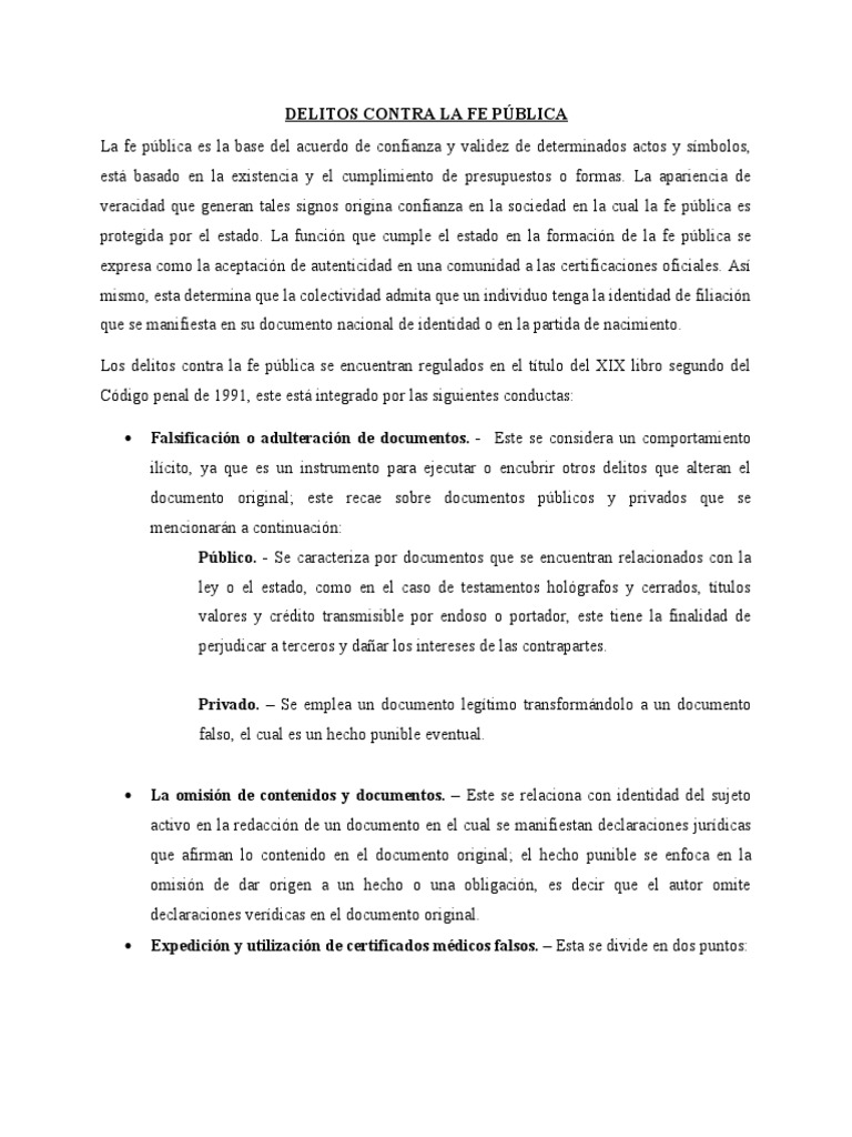 Delitos Contra La Fe Pública | PDF | Estado (política) | Justicia