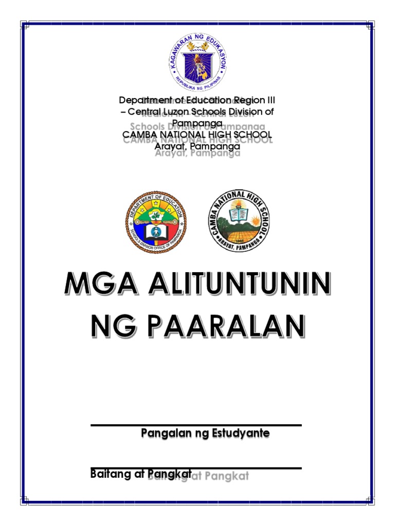 Mga Alituntunin NG Paaralan Handbook Type | PDF