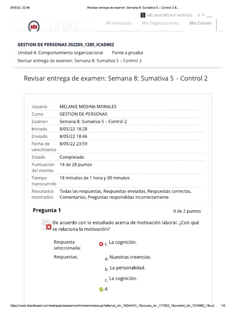 Control 2 Gestión de Personas | PDF
