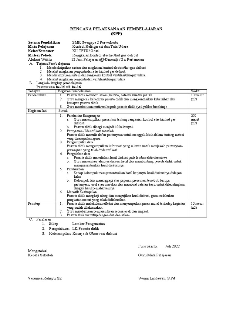 RPP Krtu 15-16 | PDF