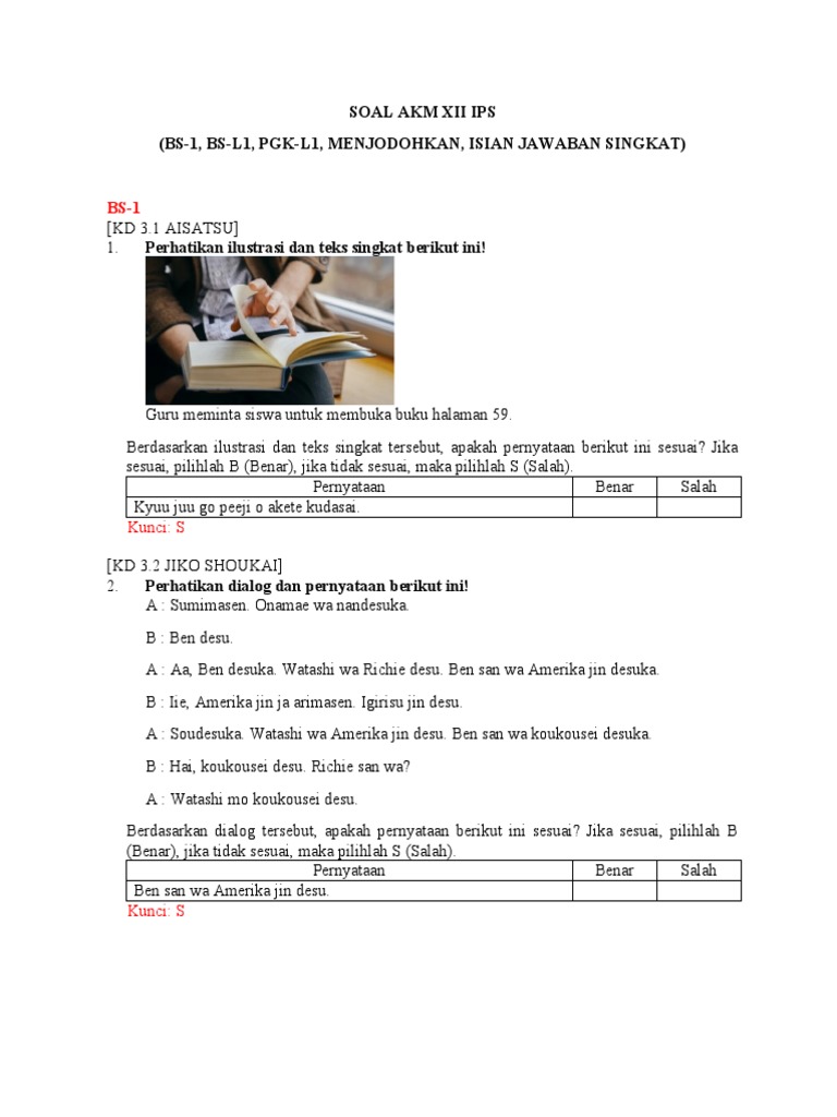 Soal Akm 12 Ips - Bahasa Jepang | PDF | Olahraga & Rekreasi