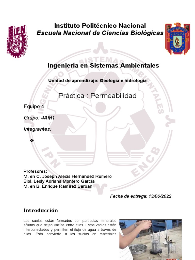 Prac. 4 Permeabilidad - Documentos de Google | PDF | Permeabilidad (Ciencias de la Tierra ...