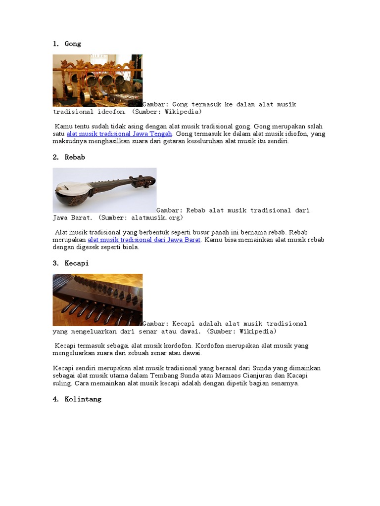 Alat Musik Tradisional Indonesia | PDF | Seni