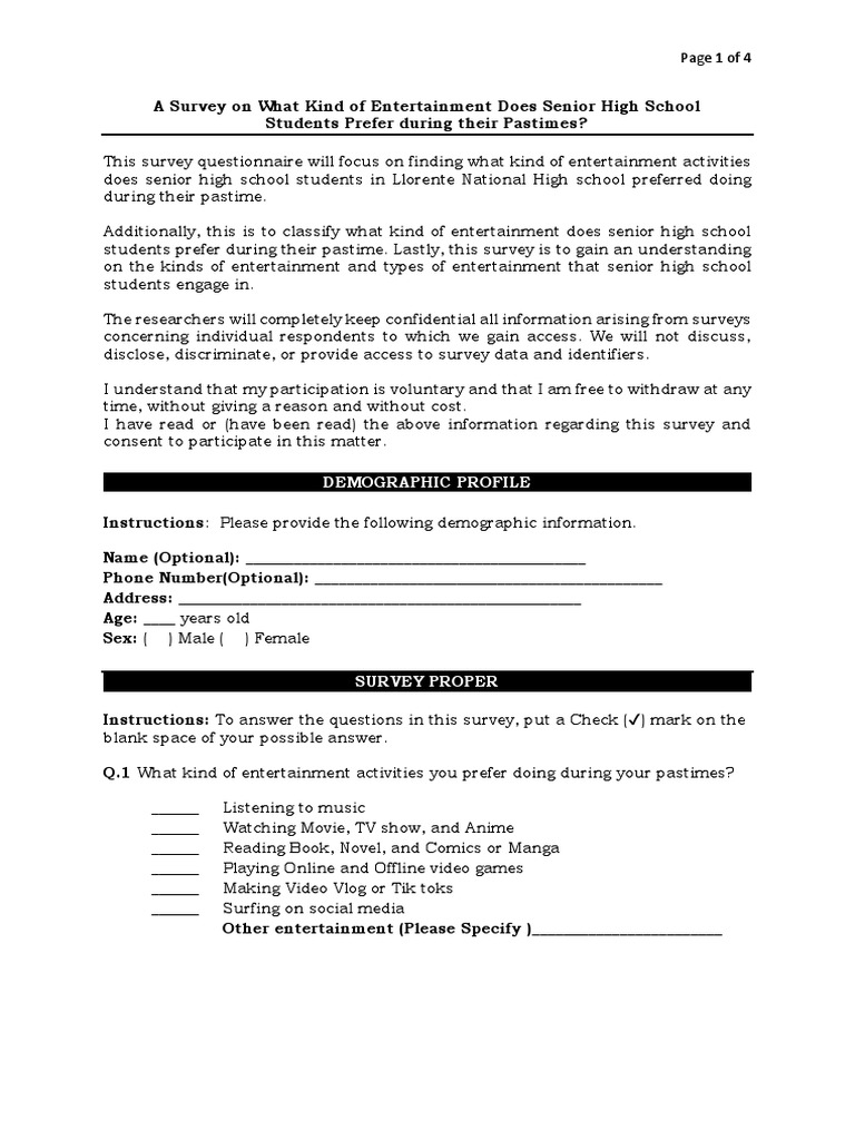 Group 4 | PDF | Entertainment | Survey Methodology
