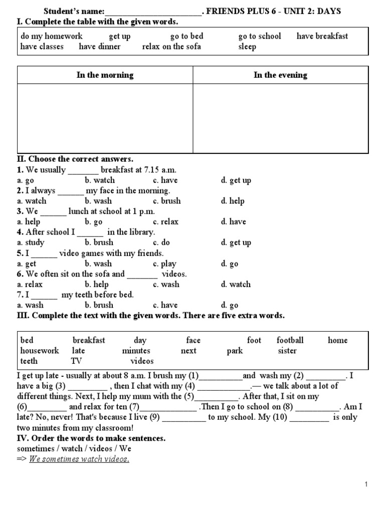 Daily Routines and School Life Activities | PDF