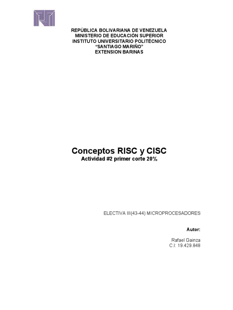 Concepto de La Arquitectura Risc | PDF | Unidad Central de procesamiento | Microprocesador