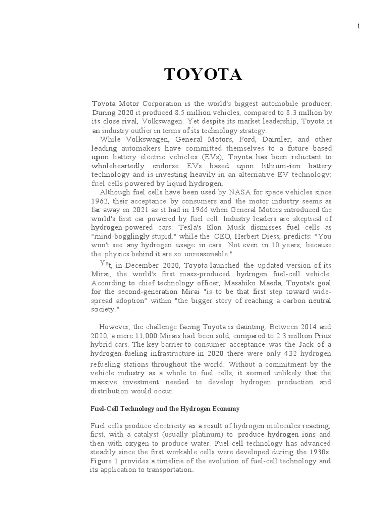 TOYOTA | PDF | Fuel Cell | Toyota