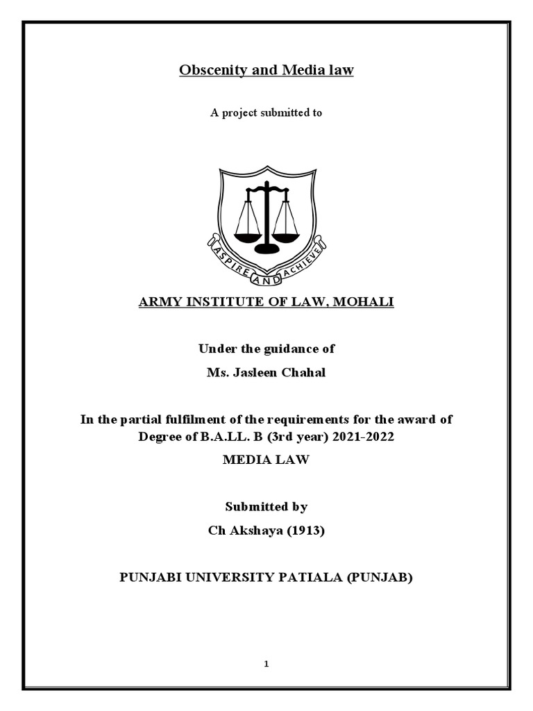 Obscenity - Media Law | PDF | Obscenity | Social Institutions