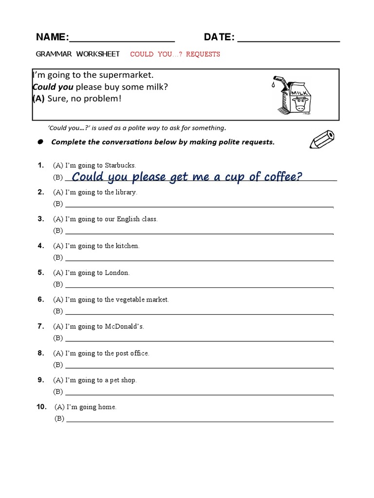 Polite Requests Grammar Worksheet | PDF