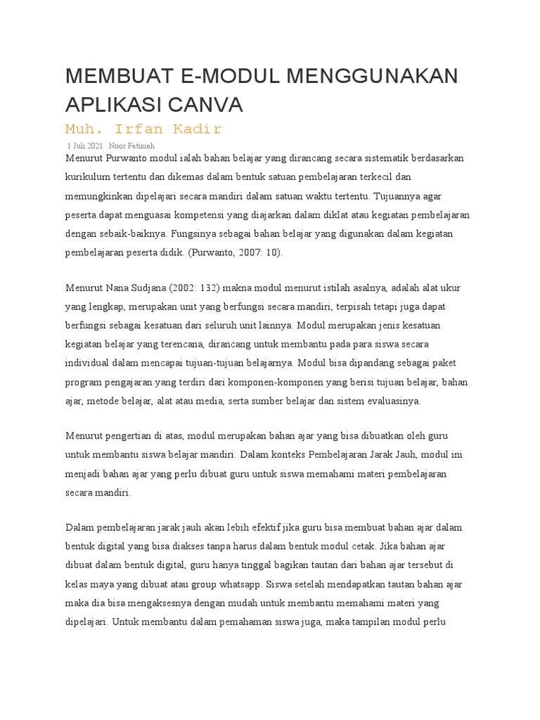 Modul Membuat E-Modul Dengan Canva | PDF