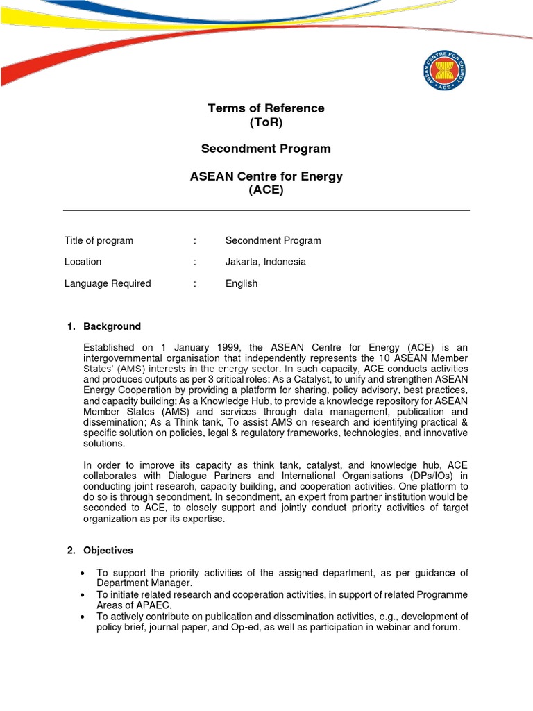 ACE Secondment Program - TOR | PDF