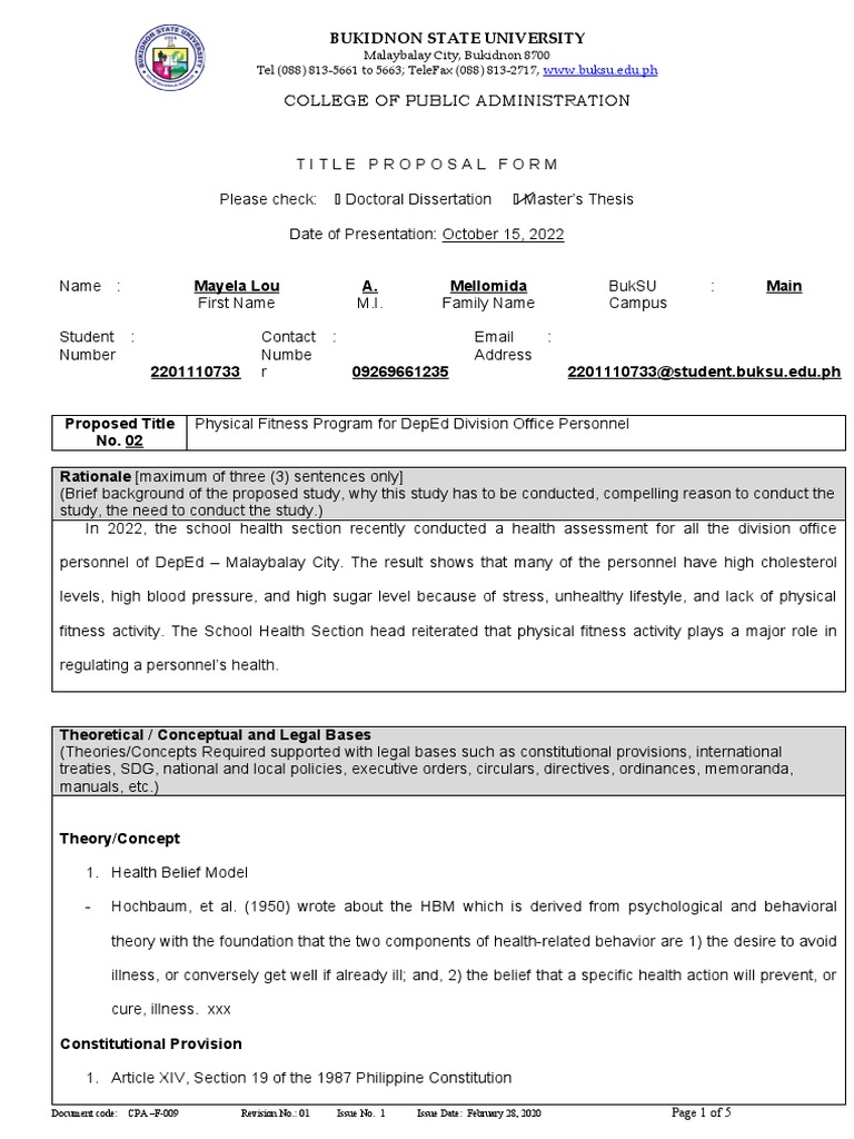 Physical Fitness Program Proposal | PDF | Preventive Healthcare ...