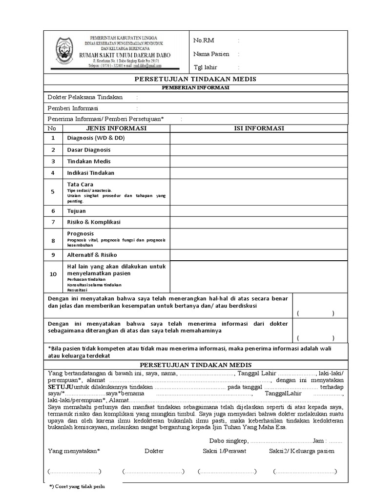 Form Persetujuan Tindakan Medis | PDF