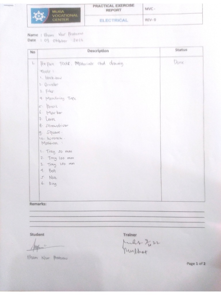 Practical Exercise Report Tray | PDF