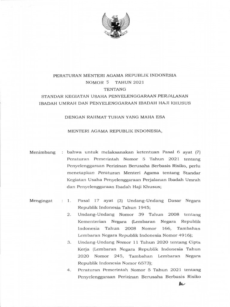 PMA No. 5 Tahun 2021 | PDF