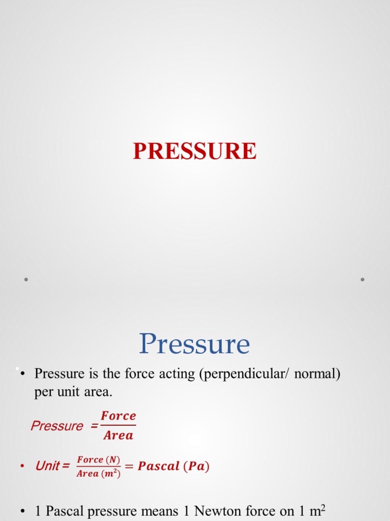 1.8 Pressure | PDF | Pressure | Pascal (Unit)