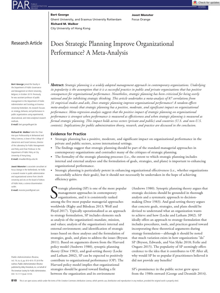 2019 (George, Walker, & Monster) Does Strategic Planning Improve ...