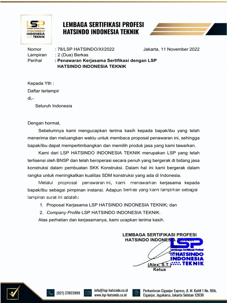 Proposal LSP HATSINDO - Versi Lengkap - REV 5 | PDF