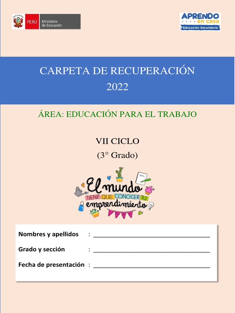 Carpeta de Recuperación 3° Grado - Ept-2022 | PDF