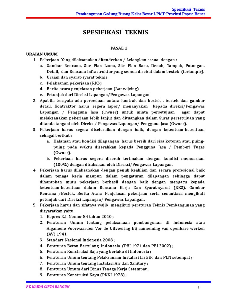 Spesifikasi Teknis | PDF